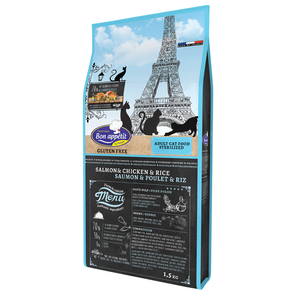 Bon Appetit Salmon, Chicken & Rice Adult Sterilized Cat Dry Food ...